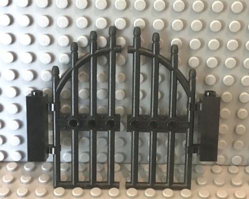 Lego 2 Pieces Black Door 1x4x9 Arched Gate w/ Bars And 2 Brick 1x1x3 ...