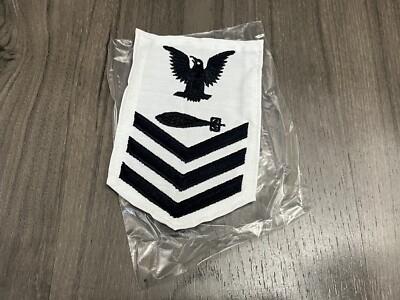 US Navy Petty Officer First Class Rate Badge Torpedo Man White Blue NOS ...