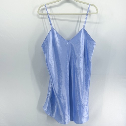 Vintage Laura Adams Baby Blue Satin Mini Slip Dress Large Coquette ...