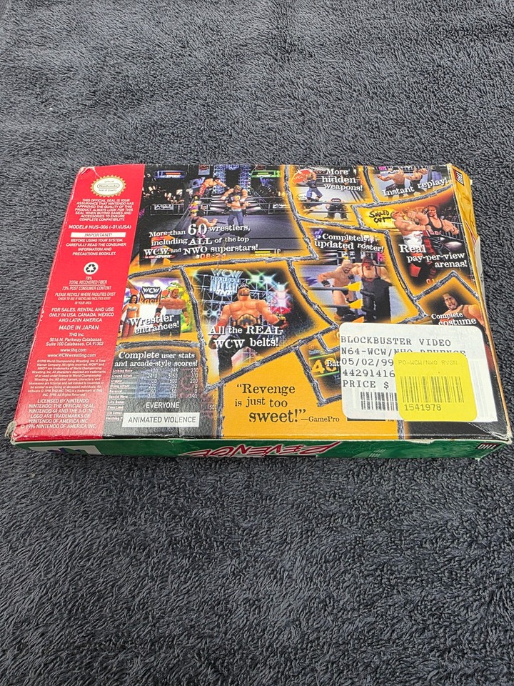 WCW nWo Revenge (Nintendo 64, 1998) Cart + Box Tested Authentic ...