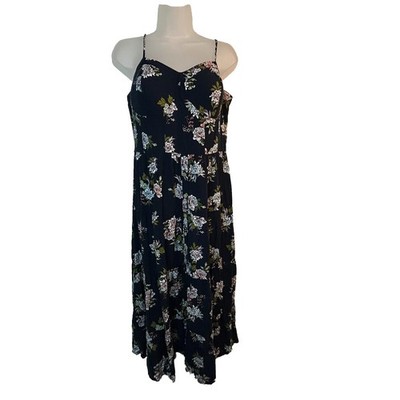 Maurices Large Floral Maxi Dress Navy Smocked Back Boho Vacation | eBay