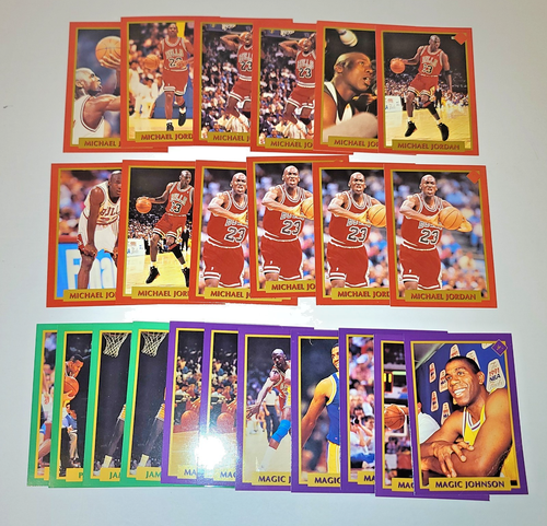 1991 Tuff Stuff Jr Michael Jordan & Magic Johnson LOT OF 23 hand cut ...