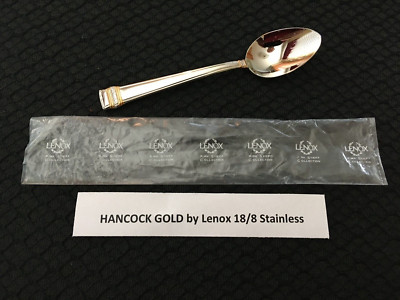 New / Unused Hancock Gold Accent by Lenox 18/8 Heavier Glossy Stainless ...