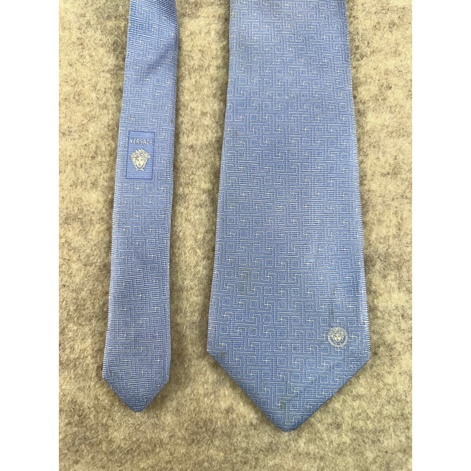 Gianni Versace Men Vintage Blue Geometric Pattern Sil… - Gem