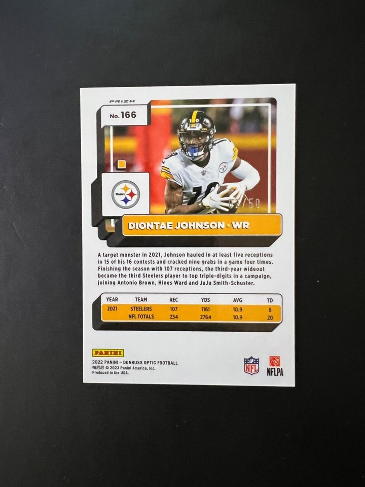 2022-23 Donruss Optic Diontae Johnson Purple Prizm HOLO #166 Steelers # ...