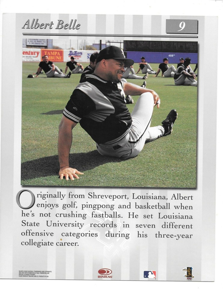 1997 Donruss Studio Portraits 8x10 Albert Belle Chicago White Sox ...