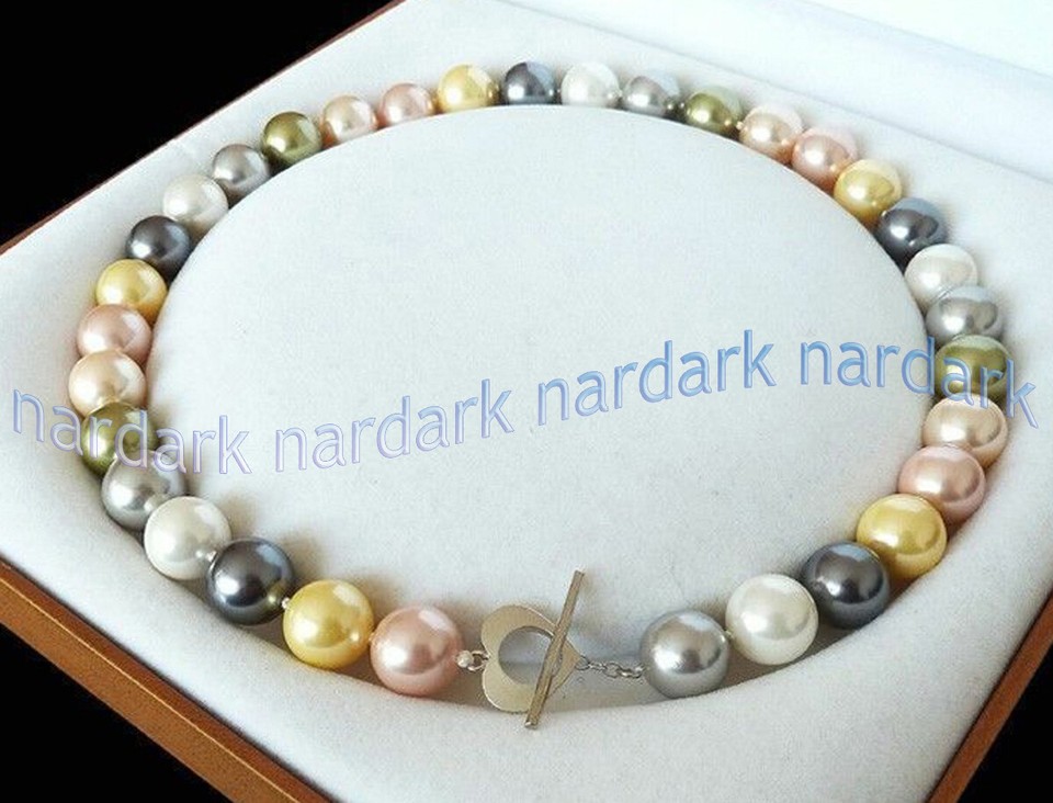 Rare Huge 14mm Genuine Mix Color South Sea Shell Pearl Round Beads ...