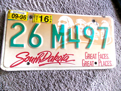 1996 SOUTH DAKOTA LICENSE PLATE '96 SD TRUCK PLATE MT RUSHMORE MANCAVE ...
