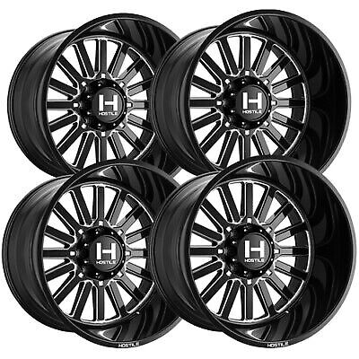 (Set-4) Hostile H127 Titan 22x10 8x6.5" -25mm Black/Milled Wheels Rims ...