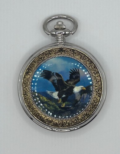 Franklin Mint Collector Pocket Watch Alaskan Chilkat Bald Eagle ...