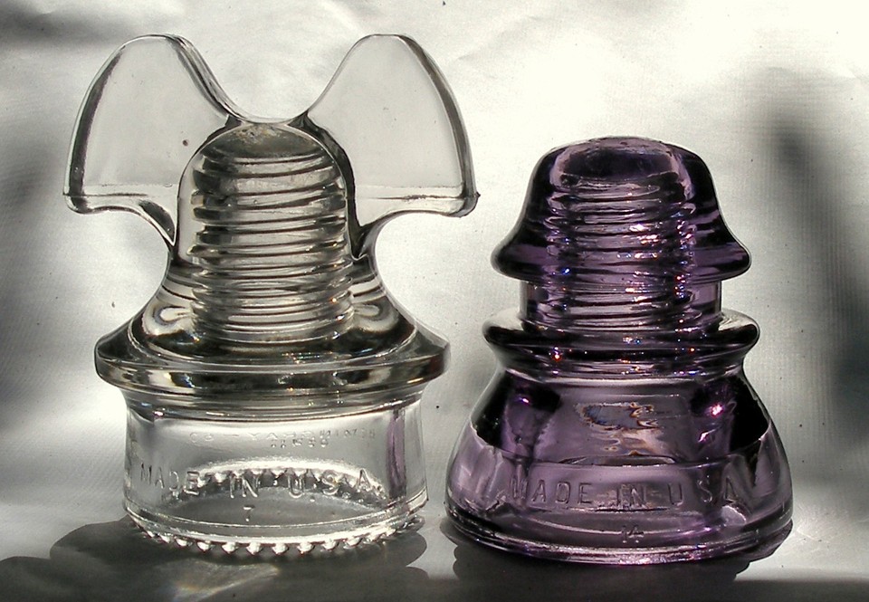 Crystal Clear Mickey Mouse AND a PURPLE PASSION Glass Insulator! | eBay
