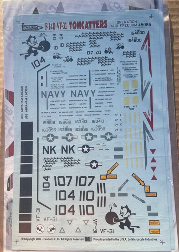 TwoBobs Decals 1/48 F-14D Tomcat Felix in the Fight - 48-055 | eBay