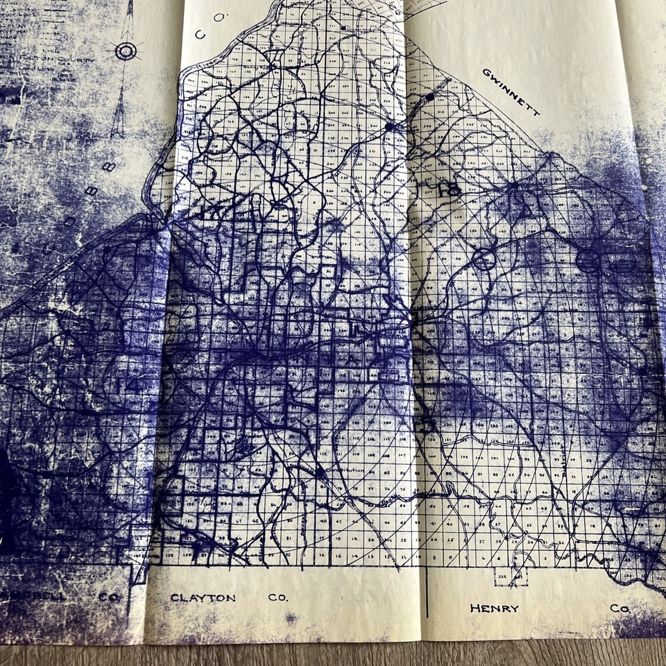 Vintage Map Of Fulton And Dekalb Counties, 1926 Edition (later library ...