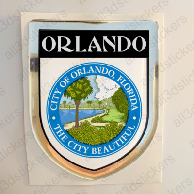 Orlando USA Sticker Seal Resin Domed Flag United States 3D Shield ...