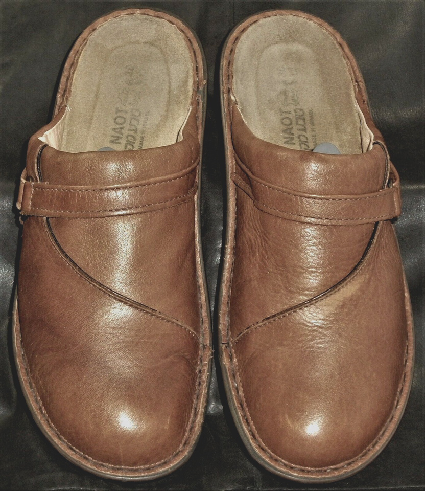 Naot women's tan glove leather closed toe slide mule clog shoes size ...