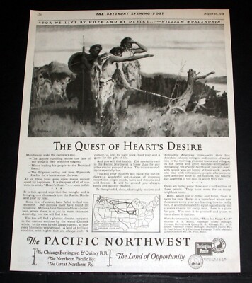 1923 OLD MAGAZINE PRINT AD, PACIFIC NORTHWEST, BURLINGTON, NORTHERN ...