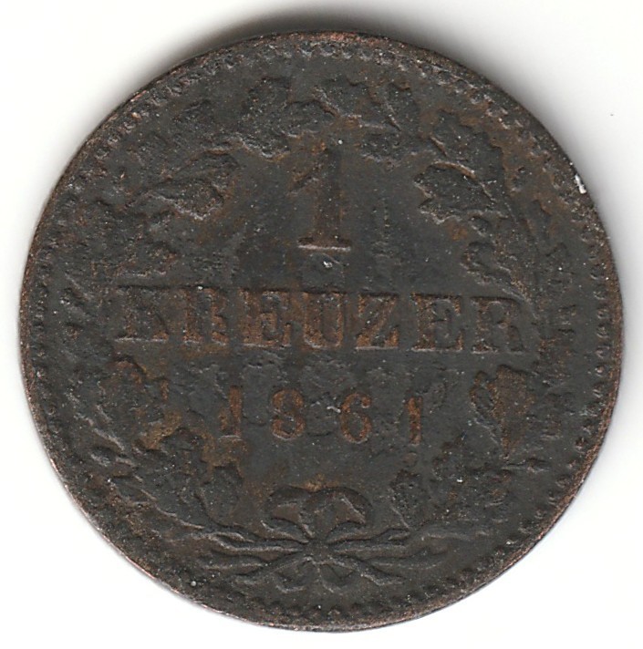 1861 German States Frankfurt Kreuzer Silver Small Low Mintage Dark Free ...
