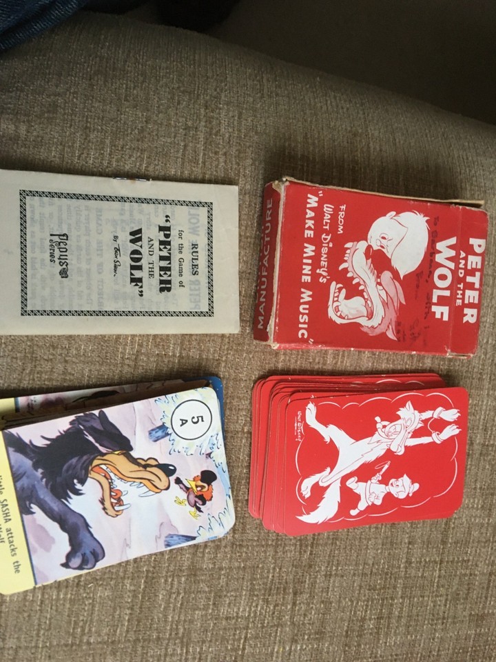 1947 WALT DISNEYS PETER & THE WOLF CARD GAME BY PEPYS COMPLETE + RULES ...