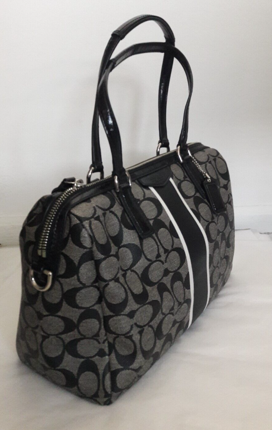 AUTHENTIC COACH SIGNATURE PVC SATCHEL DUFFEL BAG PURSE F30662 BLACK | eBay