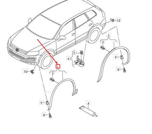 2007-2010 VW Touareg 7P FRONT LEFT FENDER WHEEL COVER MOLDING ...