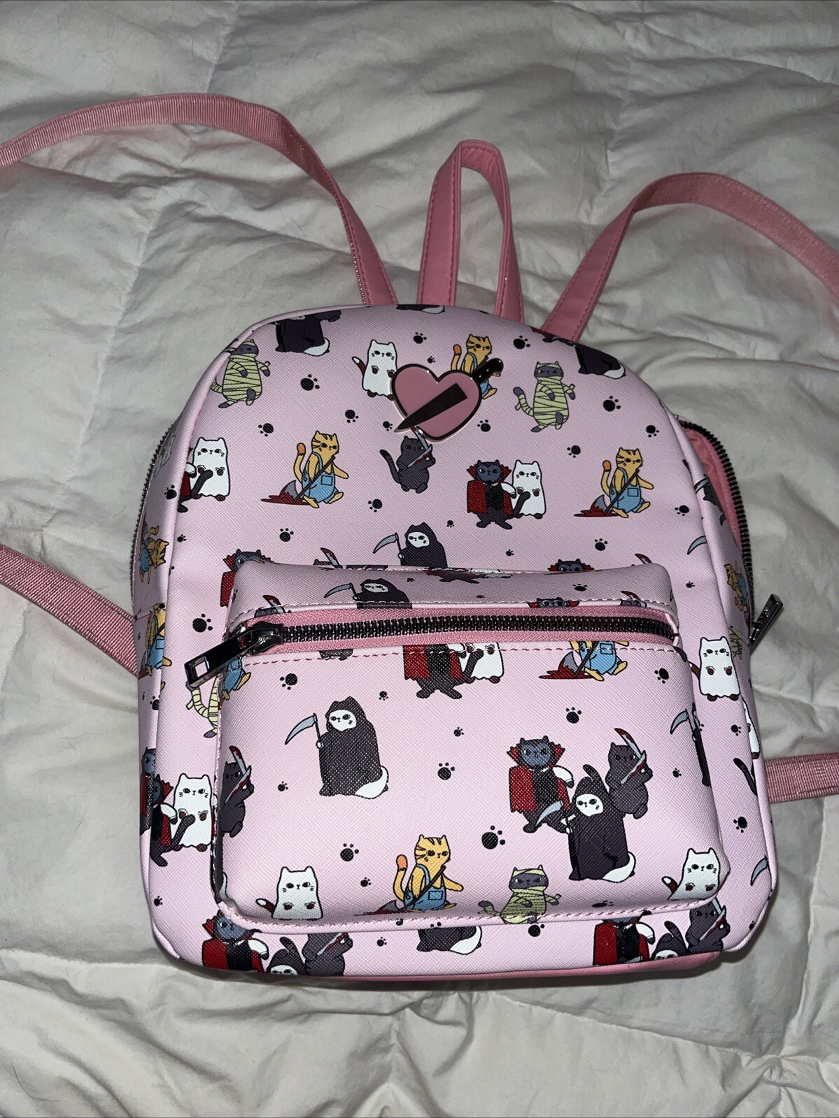 Halloween Horror Killer Cats Pink Mini Backpack Ghost… - Gem