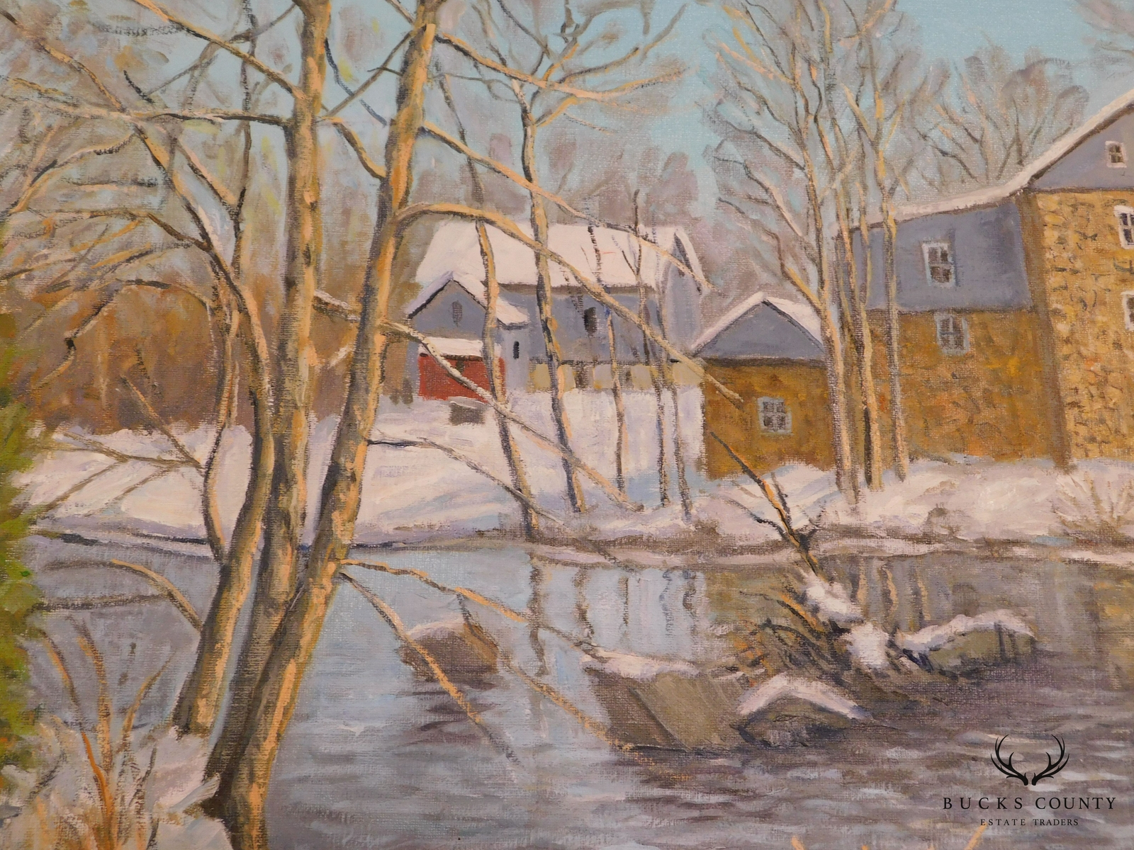 Mildred S.Gehman "Clymer's Mill" Thatcher P.A., Winter Snowy Stream Oil ...