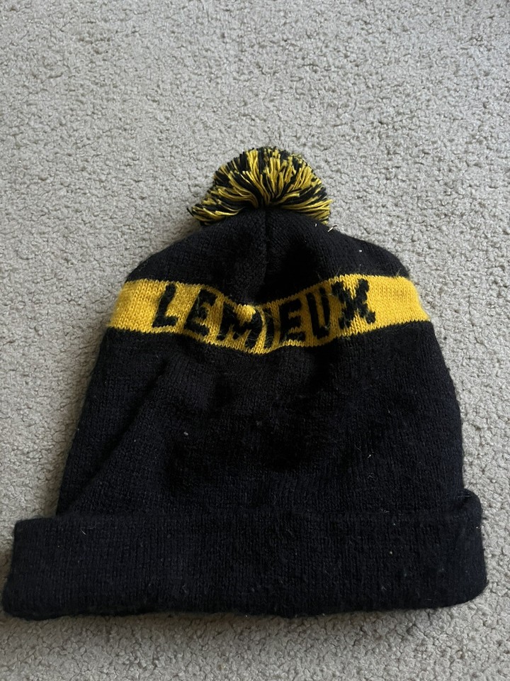 Mario Lemieux Hat Knit Beanie Pittsburgh Penguins Pom Pom Boggin NHL ...