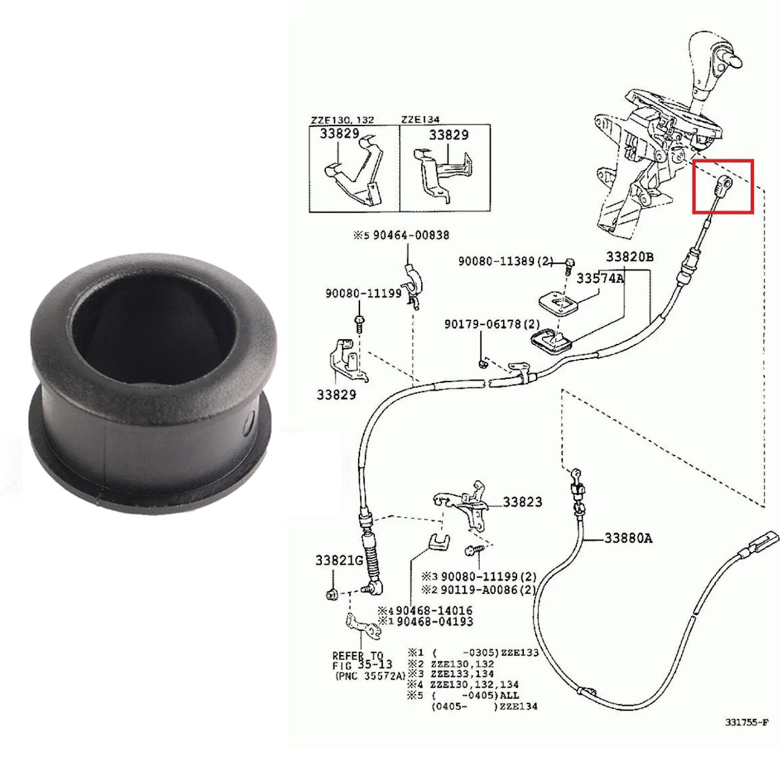 Automatic Transmision Shift Shifter Cable Bushing For Toyota # 33820 ...