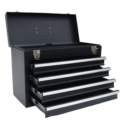4 Drawers Portable Tool Box Hardware Storage Box Cabinet with Locking ...