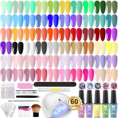 Clara Colors 64 Pcs Gel Nail Polish Kit 60Colors Set with Light | eBay