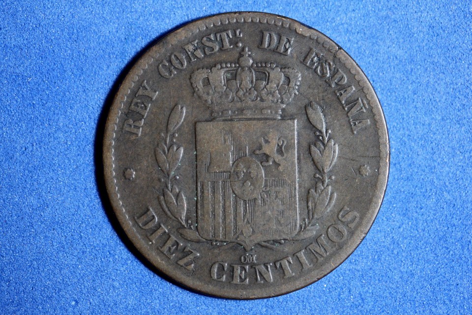 1878 Spain 10 Centimos Bronze Coin #M23556 | eBay
