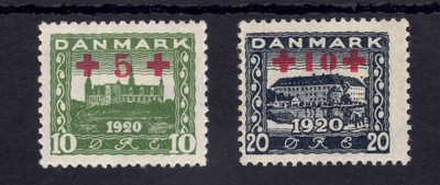 DENMARK Scott # B1 and B2 MINT / F-VF / NH 1921 Semi-Postals; SCV $167. ...