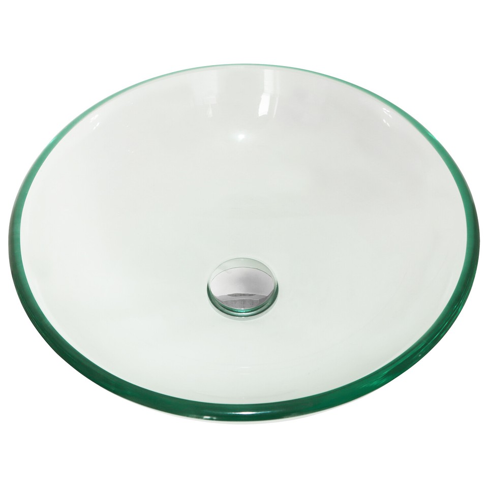 Bathroom Tempered Glass Clear Basin Vessel Sink Bowl With Faucet Set ...