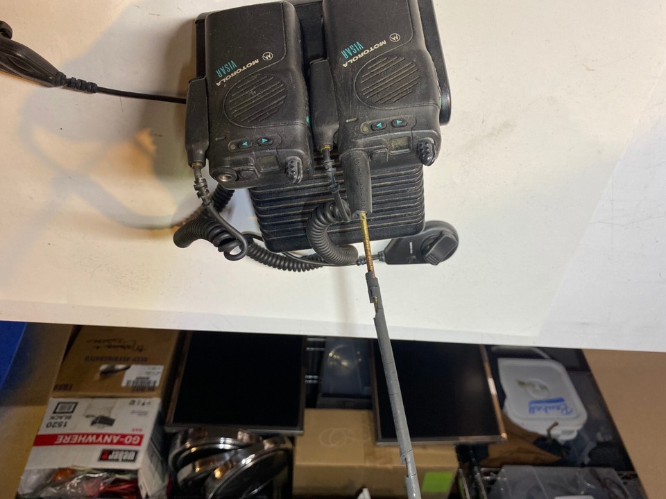 Motorola Visar 2 way Radios with Mic Microphone and dock charger | eBay