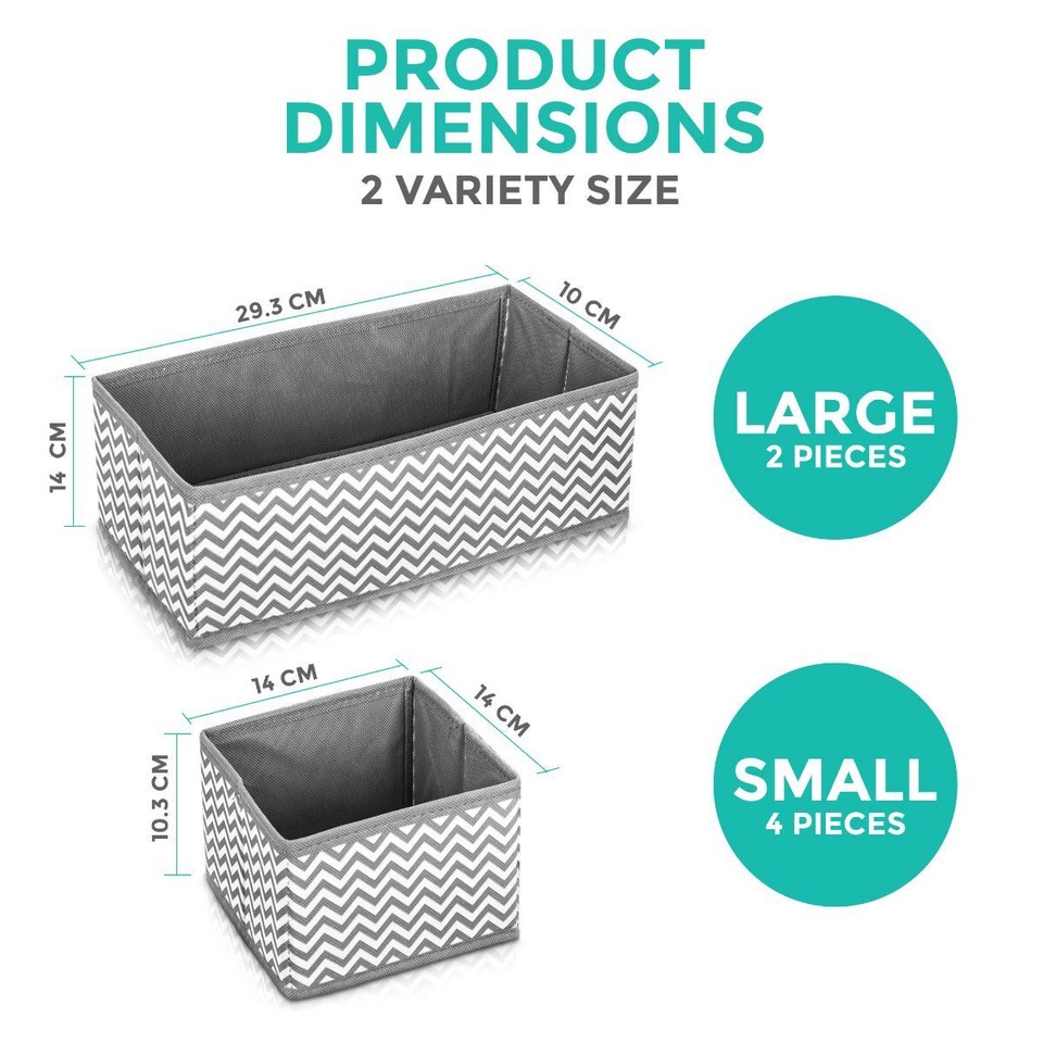 6 SECTION CANVAS STORAGE BOX WARDROBE ORGANISER DRAWER ORGANISER SOCKS ...