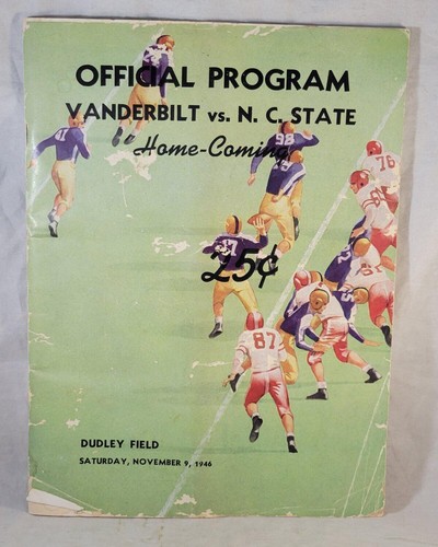 Vintage 1946 NC State Wolfpack Vanderbilt College Football Program | eBay