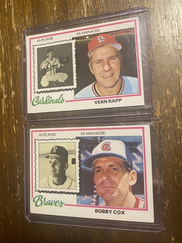 1978 Topps Bobby Cox Vern Rapp Baseball Managers Cards Braves Cardinals ...