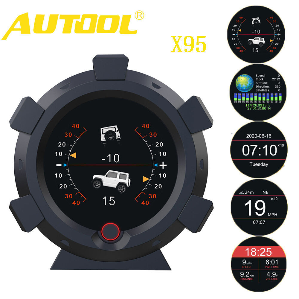 Universal X95 Car Speedometer GPS Pitch Slope Meter Inclinometer HUD ...