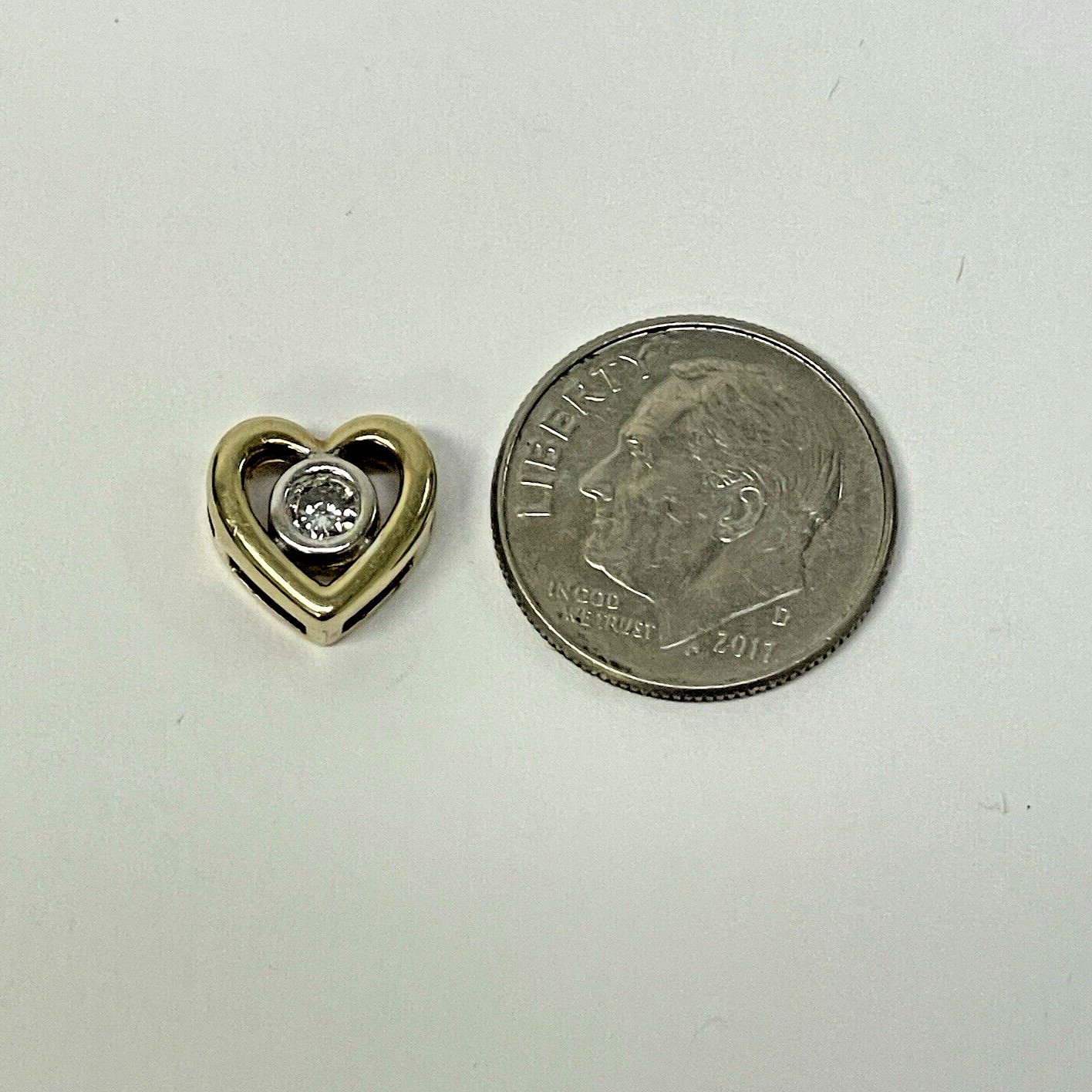 Solid 10k Yellow Gold & RBC Diamond Heart Pendant Cha… - Gem