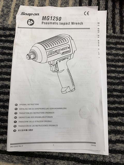 Snap-on 3/4" Drive Heavy Duty Air Impact Wrench MG1250 for sale online ...