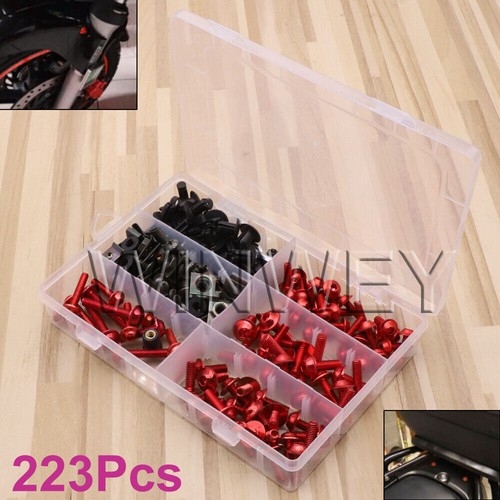 223x Red Motorcycle Sportbike Fairing Bolt Kit Body Fasteners Clip ...