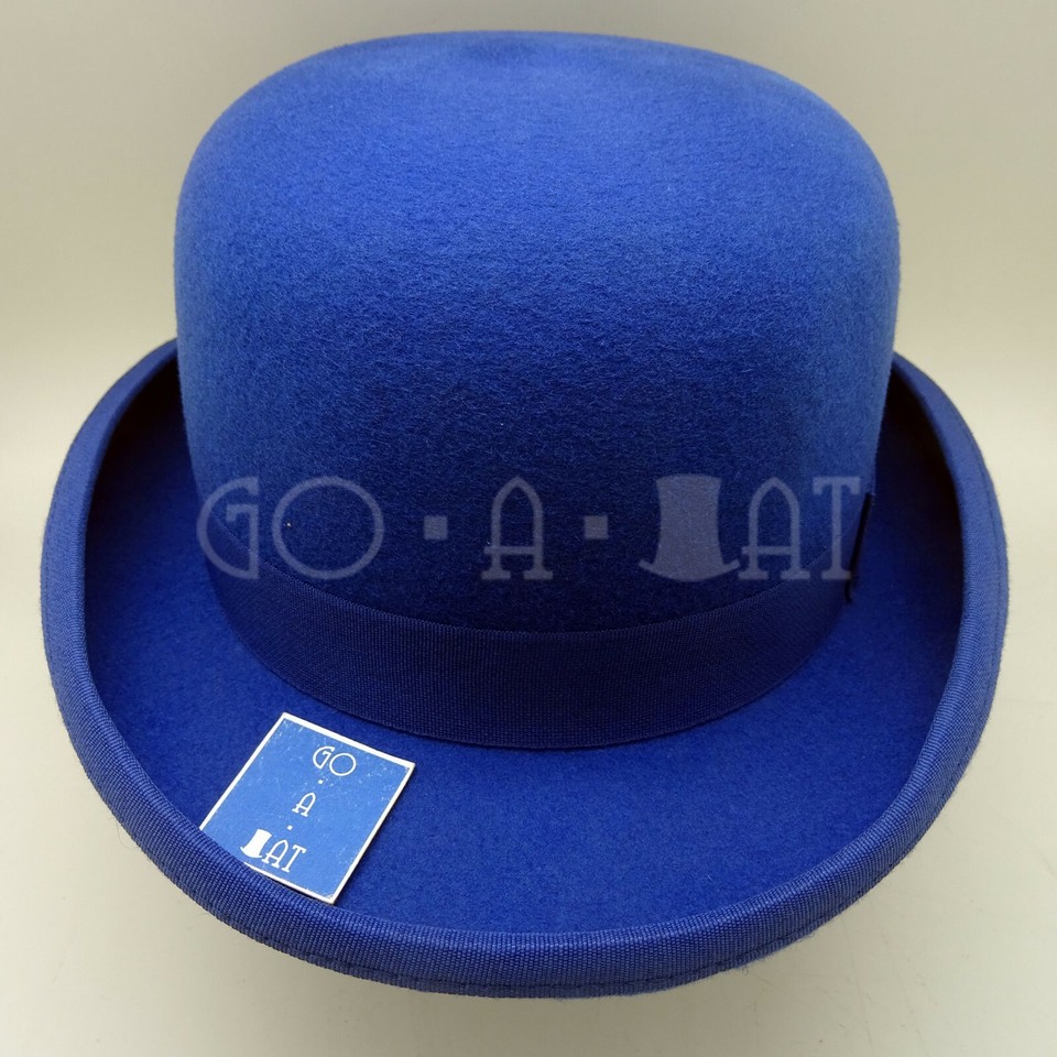 Elegant Billycock Bowler Hat with Curled Brim Men Derby | Blue | Size M ...