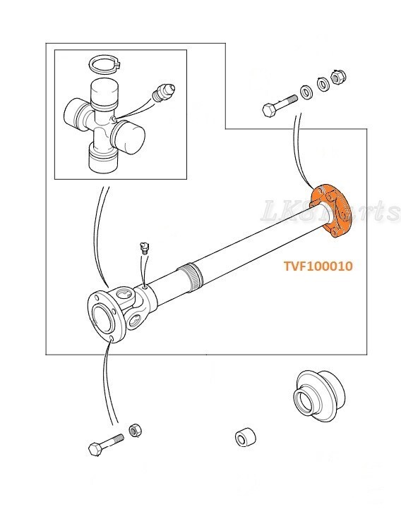 Land Rover Range Rover P38 Rubber Rear Propshaft Fixing Ring Coupling ...