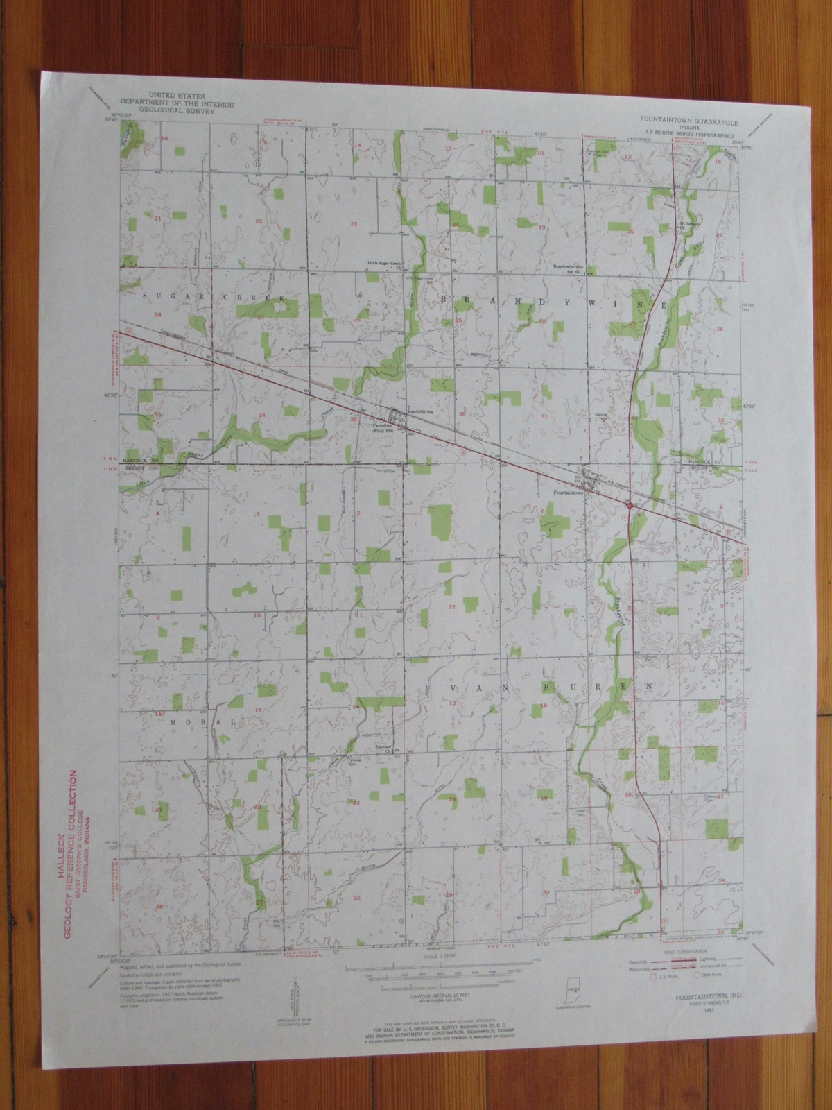 Fountaintown Indiana 1953 Original Vintage USGS Topo Map | eBay
