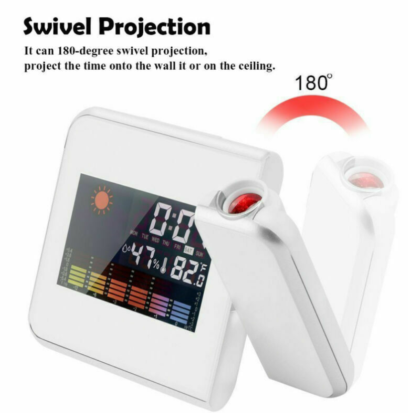 LED Digital Projection Alarm Clock Backlight snooze color Ceiling ...