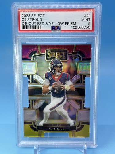 2023 Panini Select ~ CJ STROUD ~ RC Red Yellow Die-Cut Prizm ~ PSA 9 ...