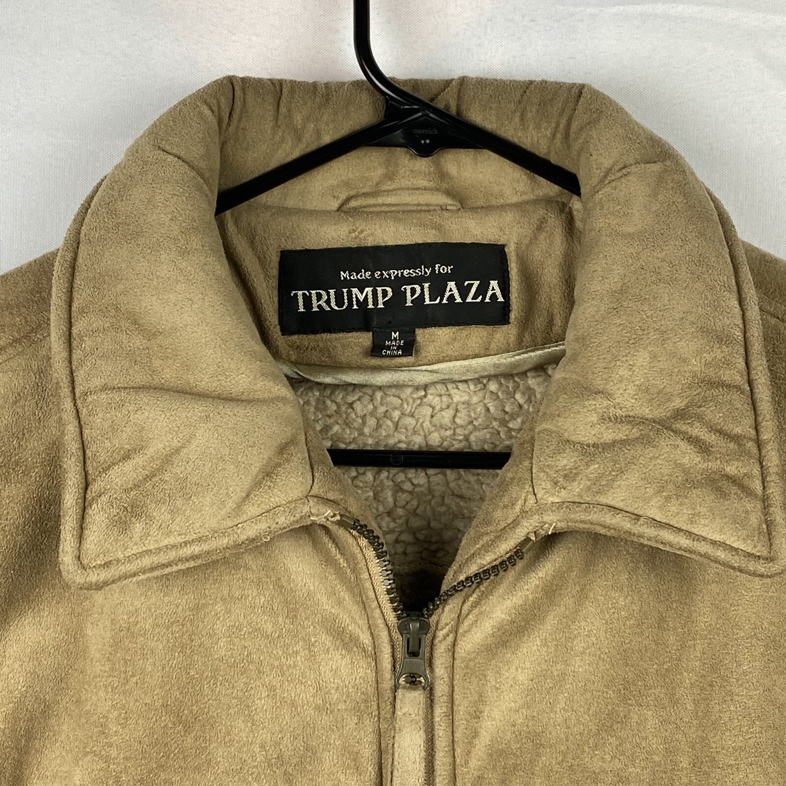 TRUMP PLAZA SUEDE LEATHER JACKET MENS MEDIUM TAN VINT… - Gem