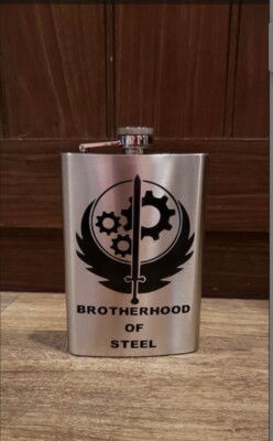 Brotherhood of Steel Fallout Theme Top Shelf Flask Stainless Steel Hip ...