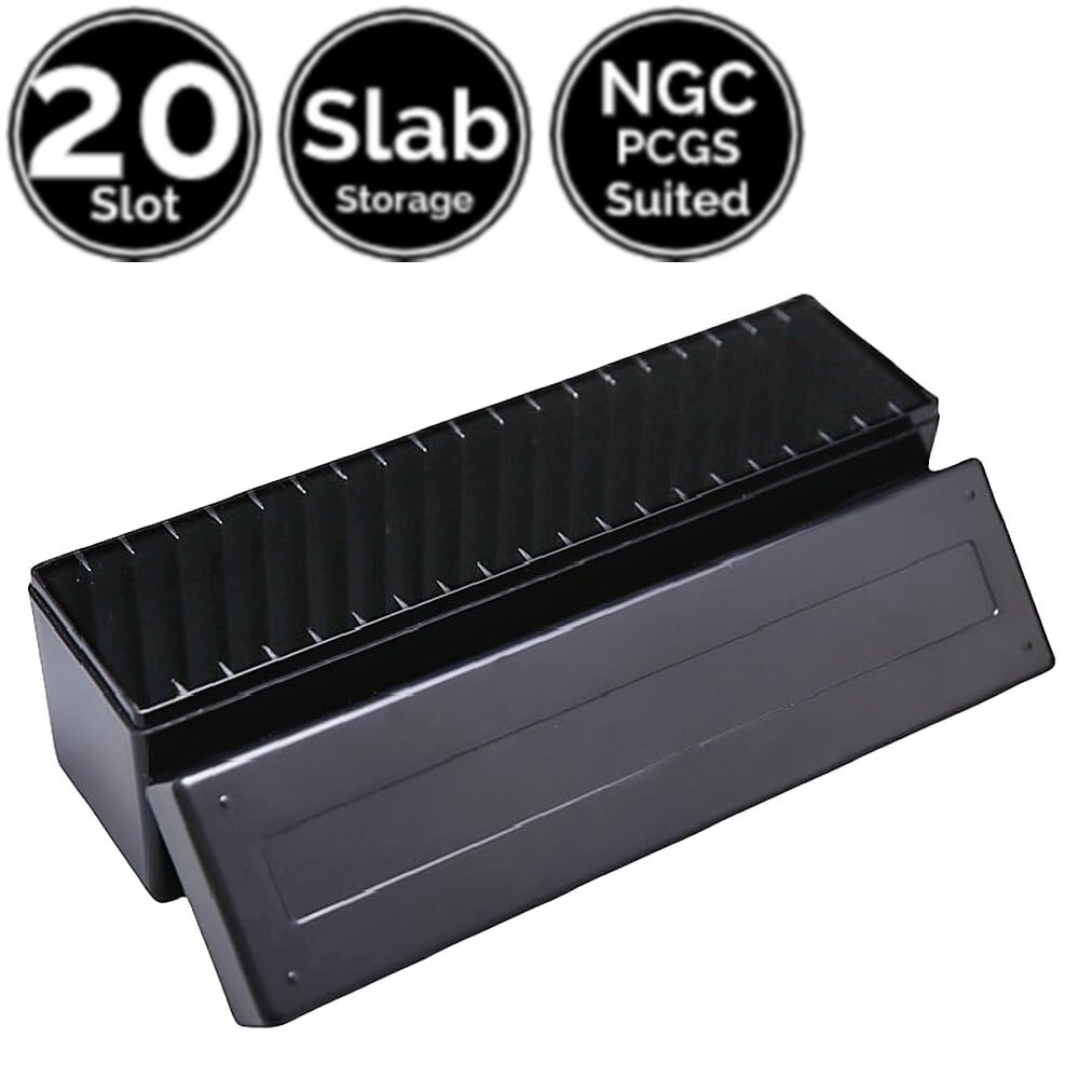 20 Slot Slab Coin Black ABS Plastic Storage Box Case Holder 4 PCGS NGC ...