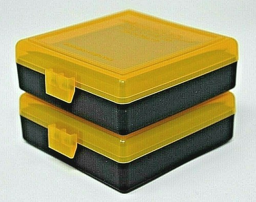 (2) X 22 lr Ammo Box / Case / Storage 100 Round .22LR / .25 ACP YELLOW ...